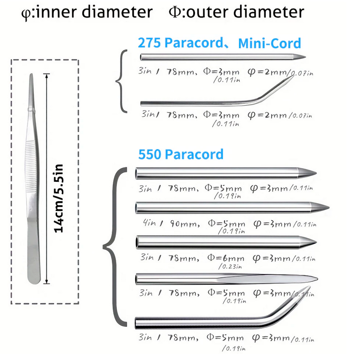 Paracord 14 Pce Fid set Lashing needles – Paracord New Zealand